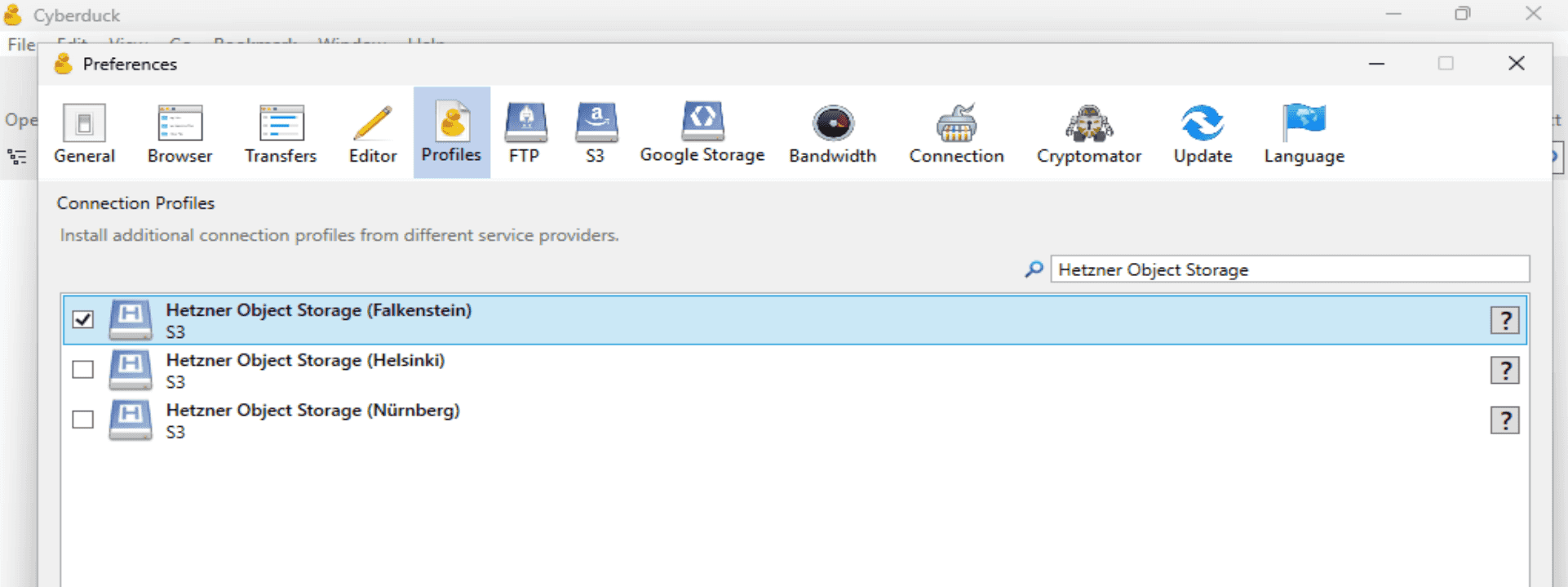 Cyberduck - Hetzner Docs