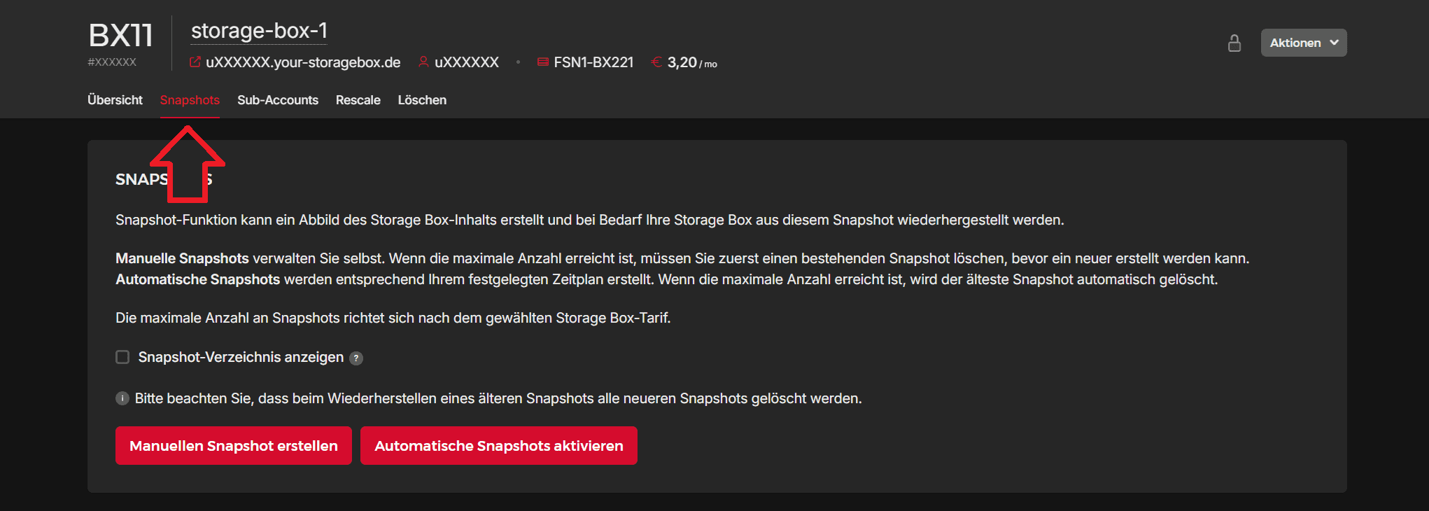 Snapshots erstellen - Hetzner Docs