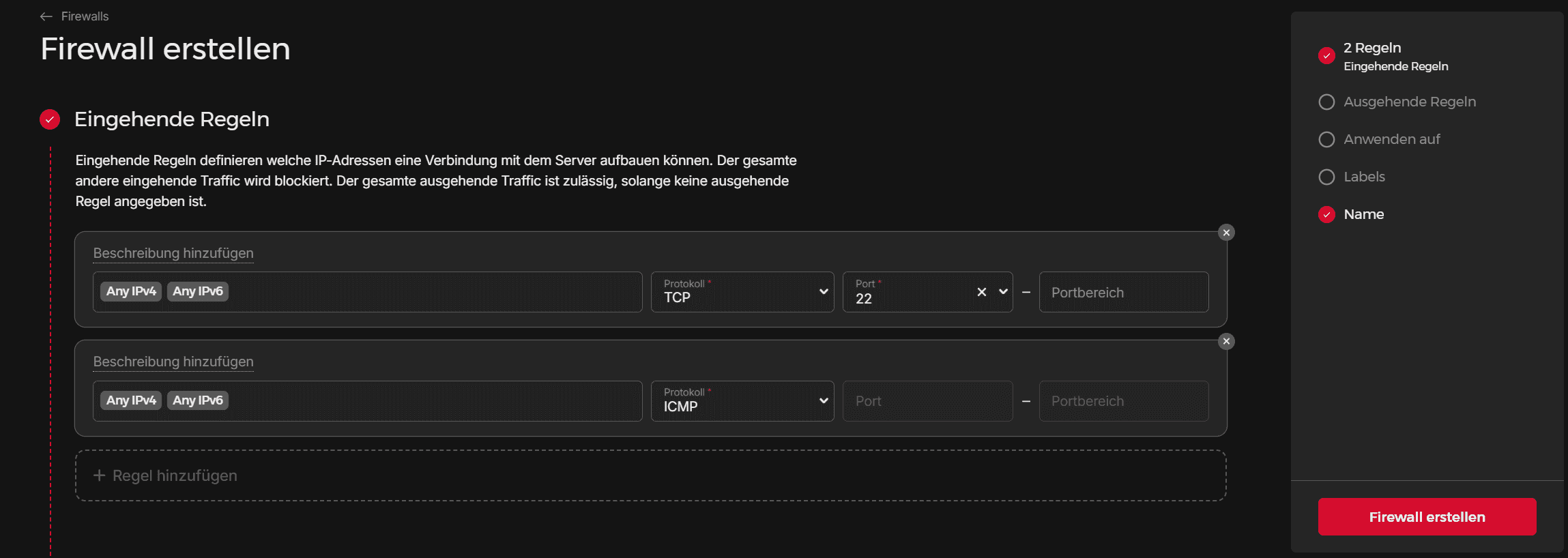 Firewall erstellen - Hetzner Docs