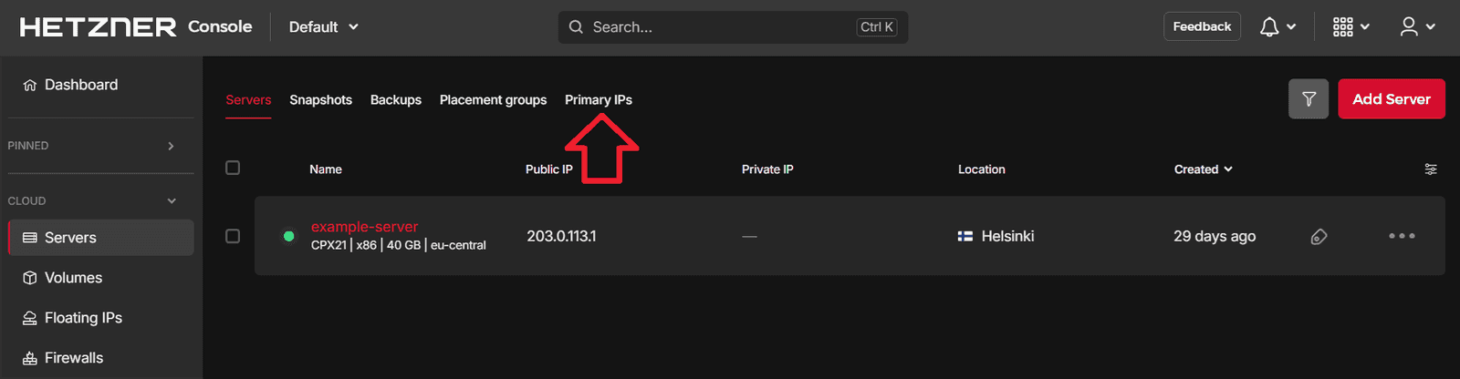 Creating Primary Ips Hetzner Docs