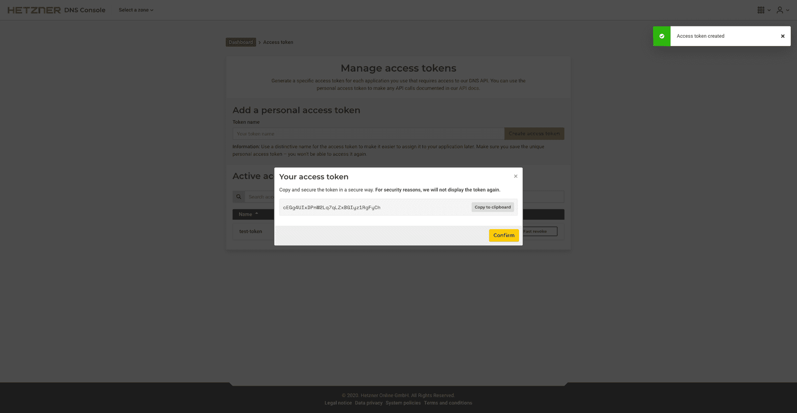 API access token - Hetzner Docs