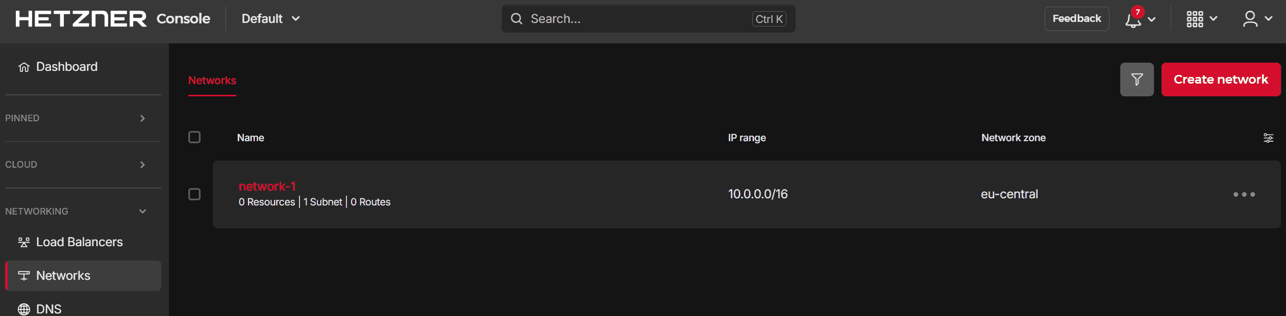 Creating a Network - Hetzner Docs