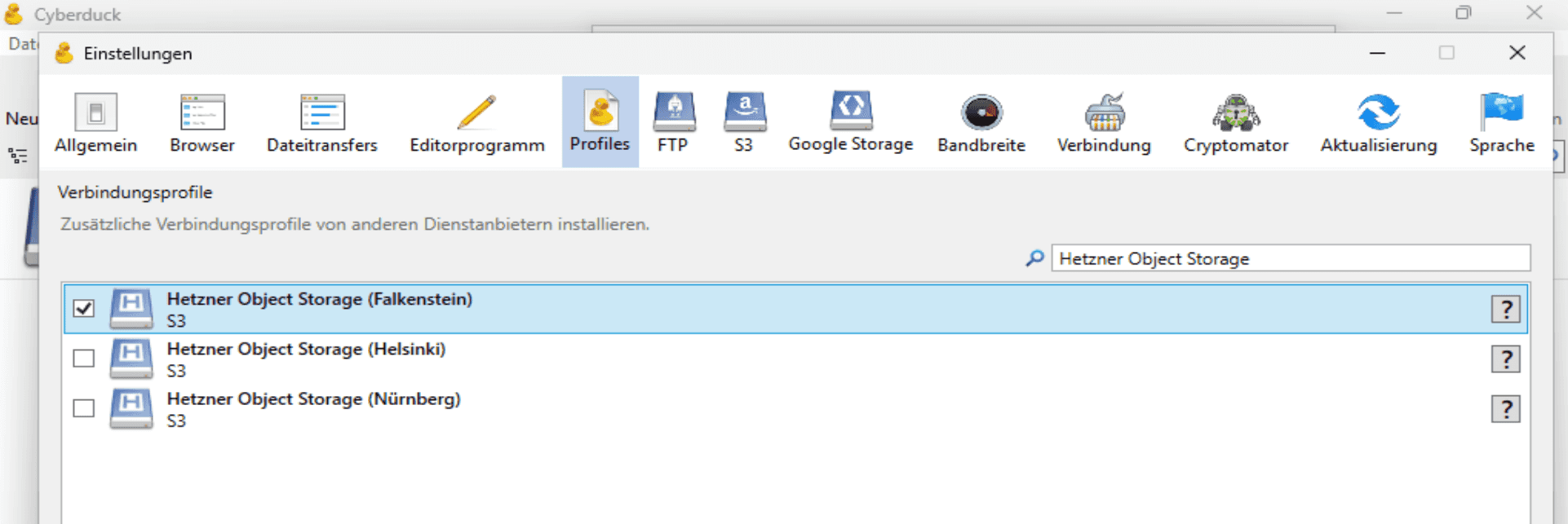 Cyberduck - Hetzner Docs