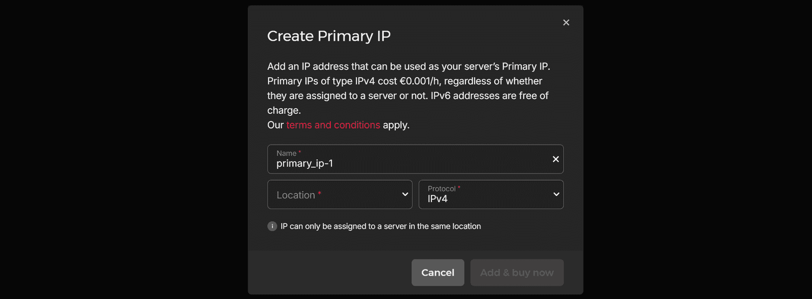 Creating Primary Ips Hetzner Docs
