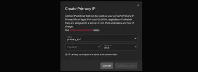 Creating Primary Ips Hetzner Docs