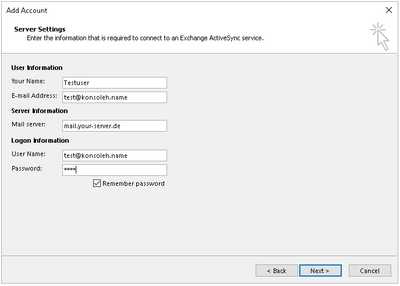 Setting up an ActiveSync account in Outlook - Hetzner Docs