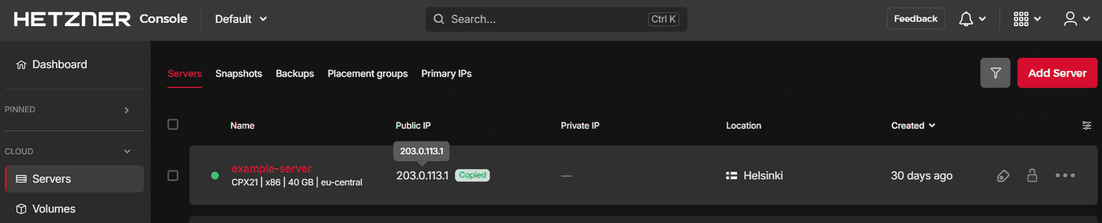 Connecting to your Server - Hetzner Docs