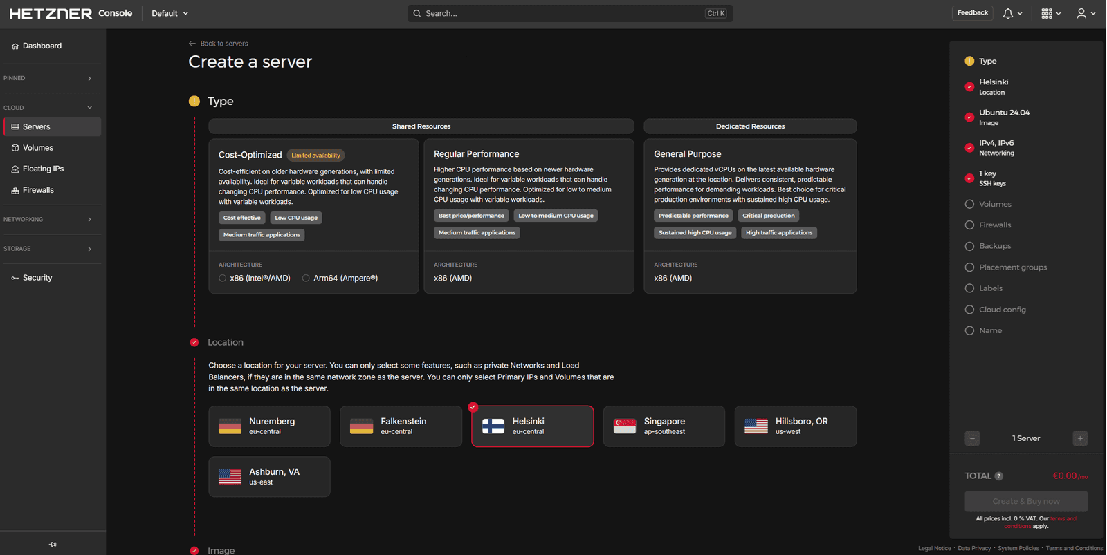 Creating a Server - Hetzner Docs
