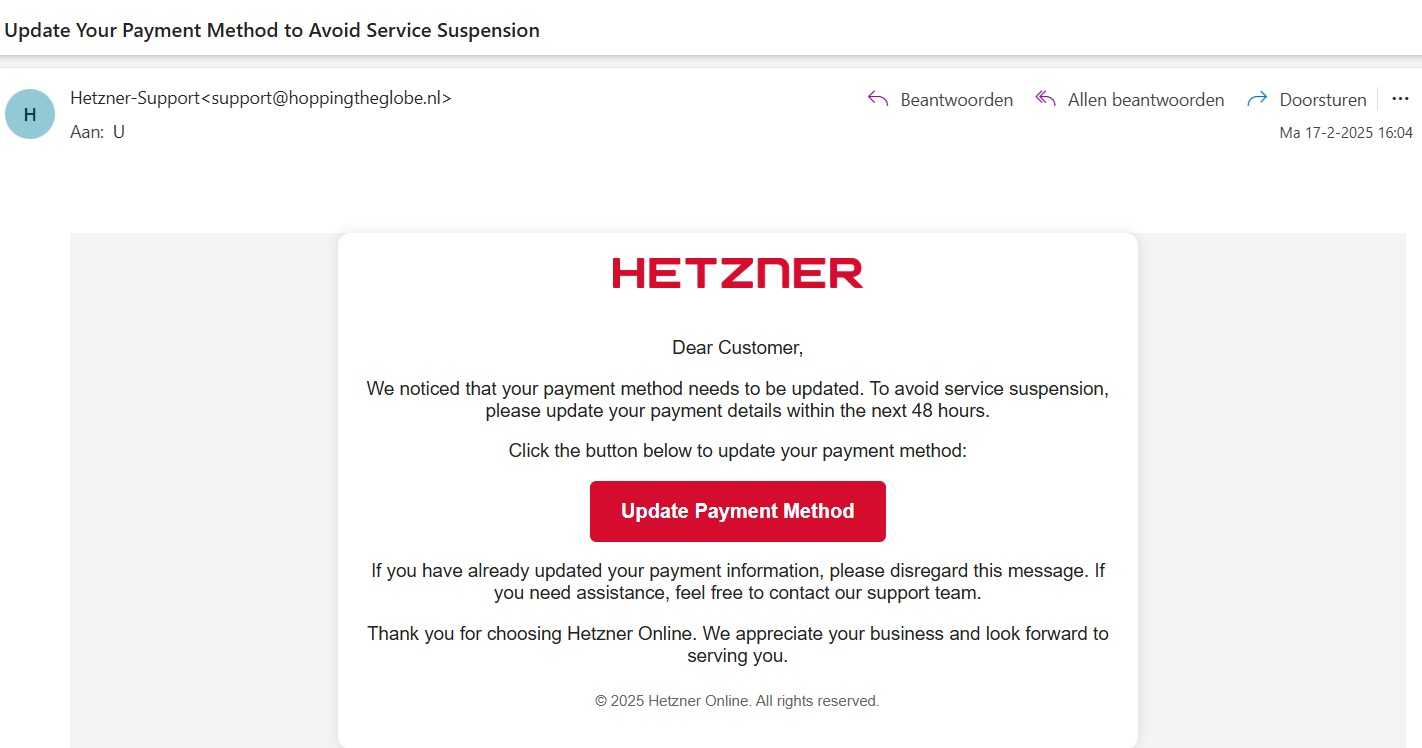 Phishing E-Mail-Sammlung - Hetzner Docs