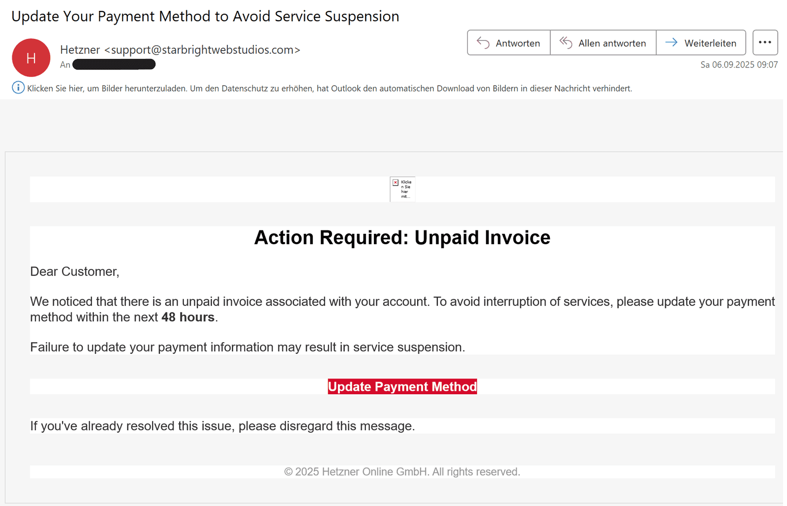 Phishing E-Mail-Sammlung - Hetzner Docs