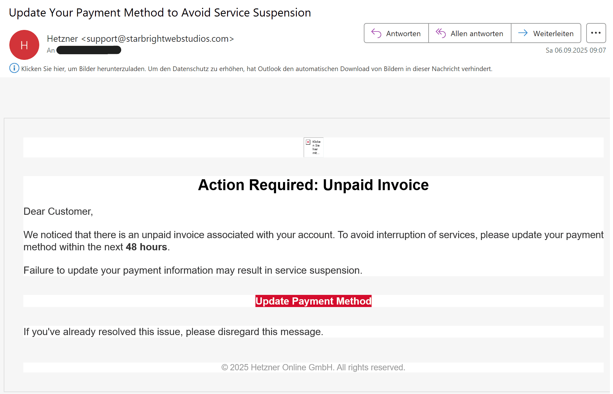 Phishing E-Mail-Sammlung - Hetzner Docs
