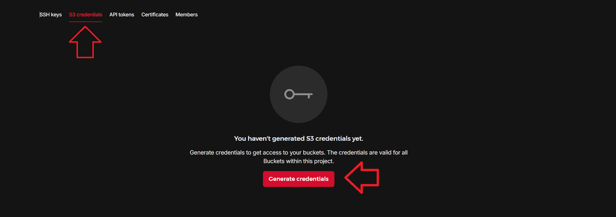 Generating S3 keys - Hetzner Docs