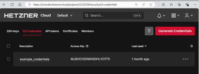 S3 credentials - Hetzner Docs