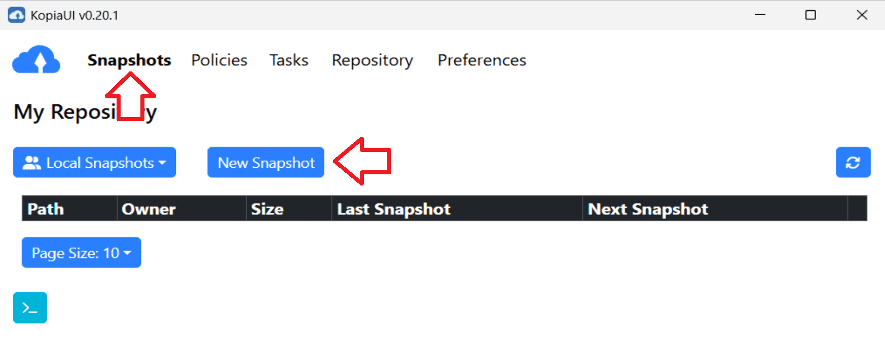 Setting up Kopia GUI - Hetzner Docs