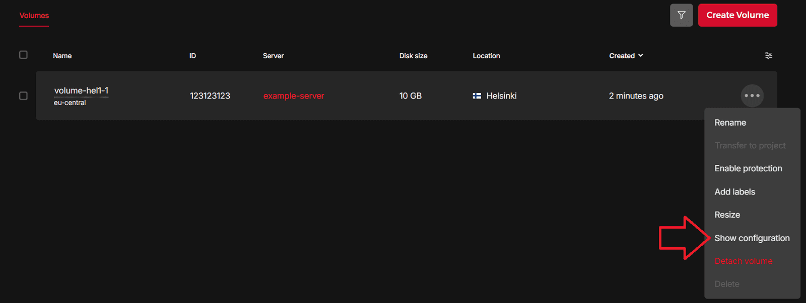 Creating a Volume - Hetzner Docs